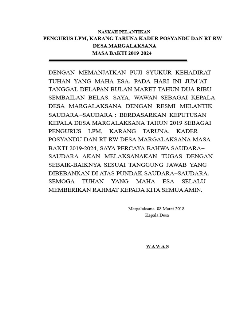 Naskah Pelantikan | PDF