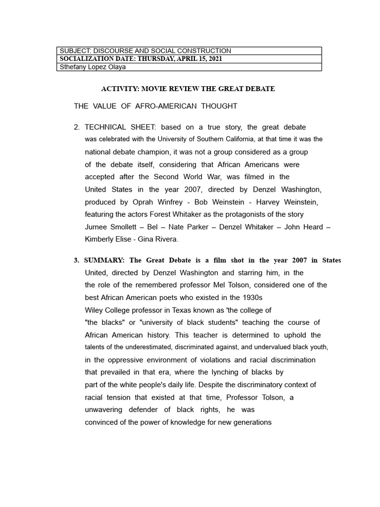 Review of The Great Debate | PDF