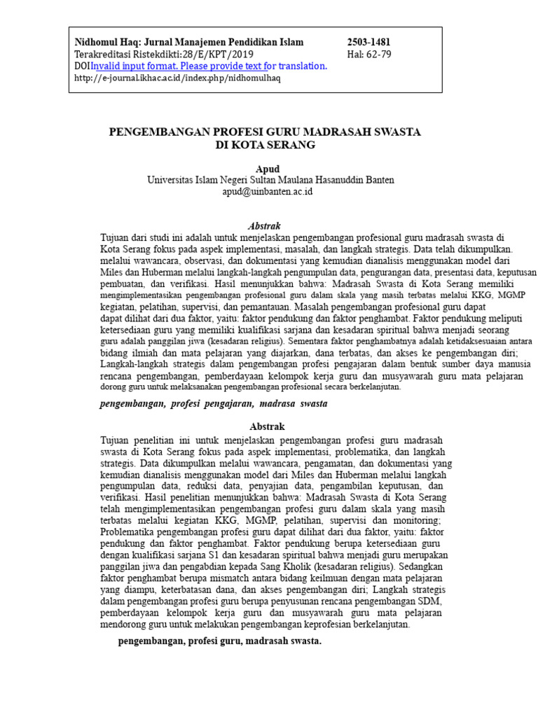 Pengembangan Profesi Guru Madrasah Serang | PDF