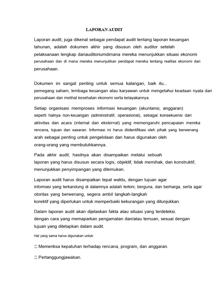 Contoh Laporan Hasil Audit | PDF