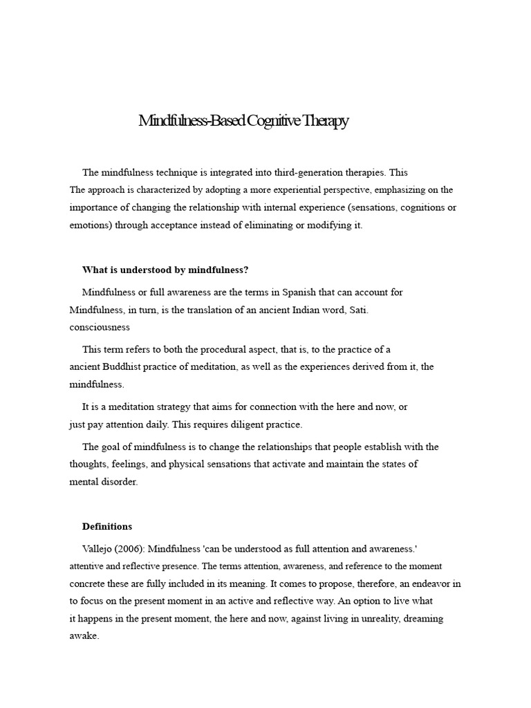 Mindfulness-Based Cognitive Therapy | PDF | Mindfulness | Meditation