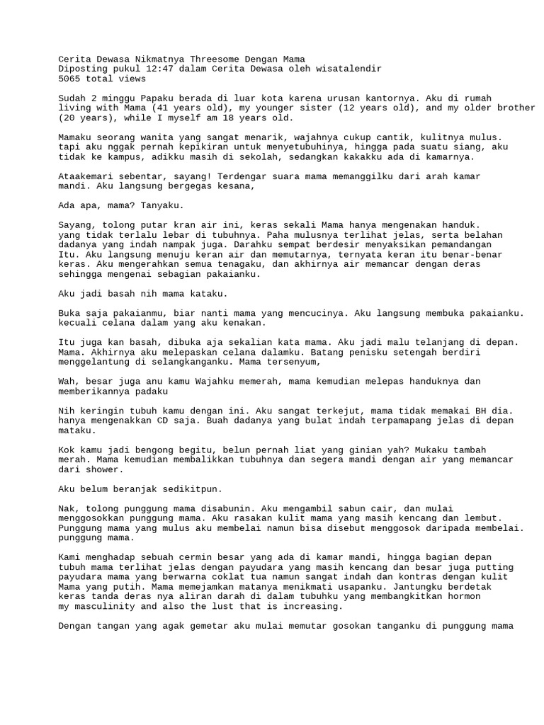 Cerita Dewasa Nikmatnya Threesome Dengan Mama | PDF