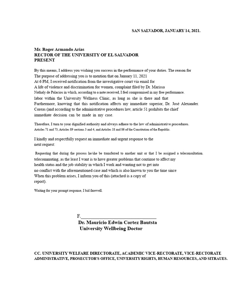 Letter of Request To The Rector | PDF