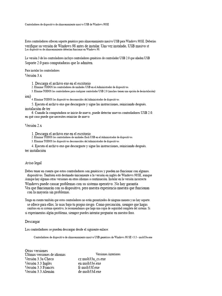 USB Win98 | PDF | Microsoft Windows | USB