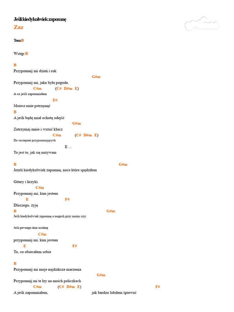 Zaz - Jeśli Kiedykolwiek Zapomnę PDF | PDF