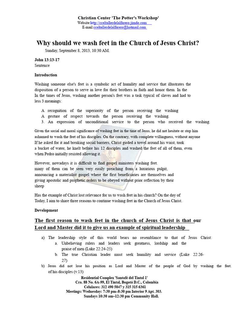 Importance of Feet Washing in Church | PDF | Jesus | Gospel Of Matthew