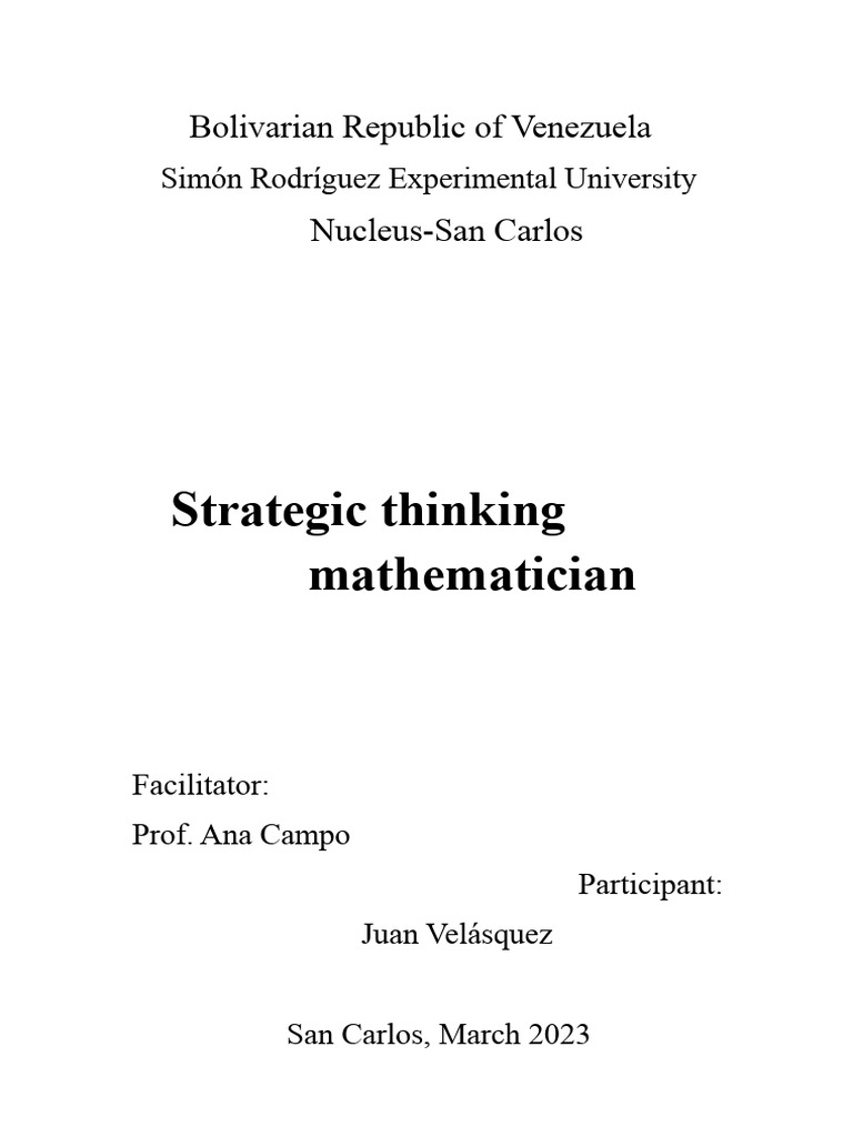 Mathematical Strategic Thinking Overview | PDF | Thought | Mathematics