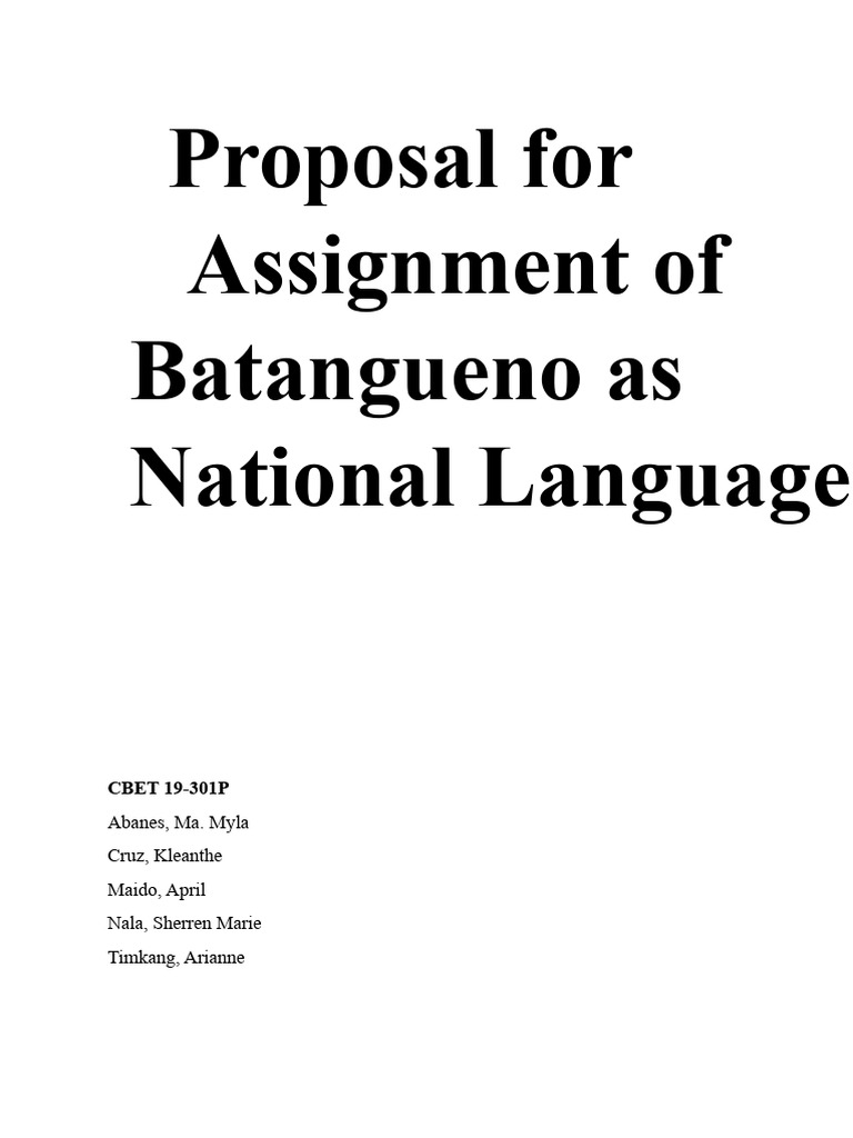 Batangueno: Proposal for National Language | PDF | Tagalog Language ...