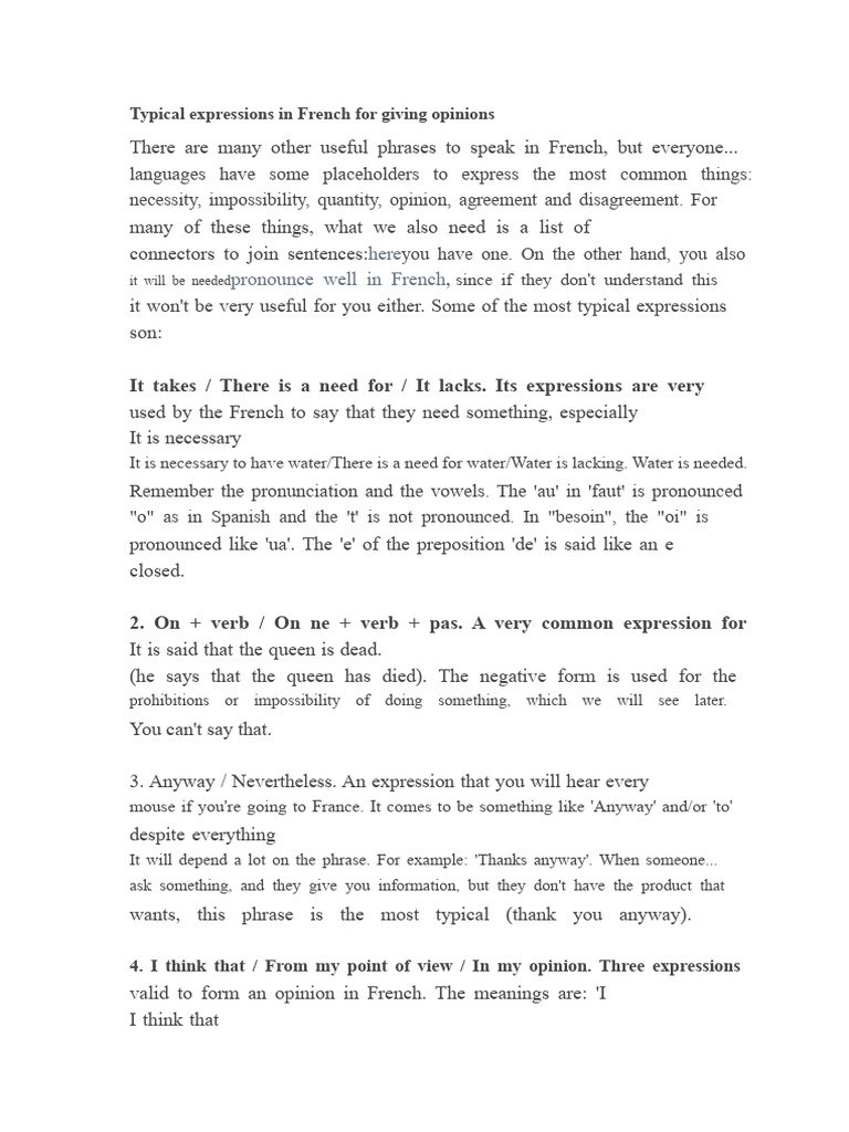 Expressing Opinion in French | PDF | Verb | French Language