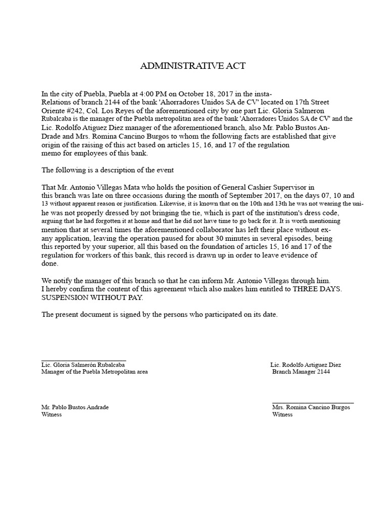 Example Administrative Letter | PDF | Clothing | Dress Codes