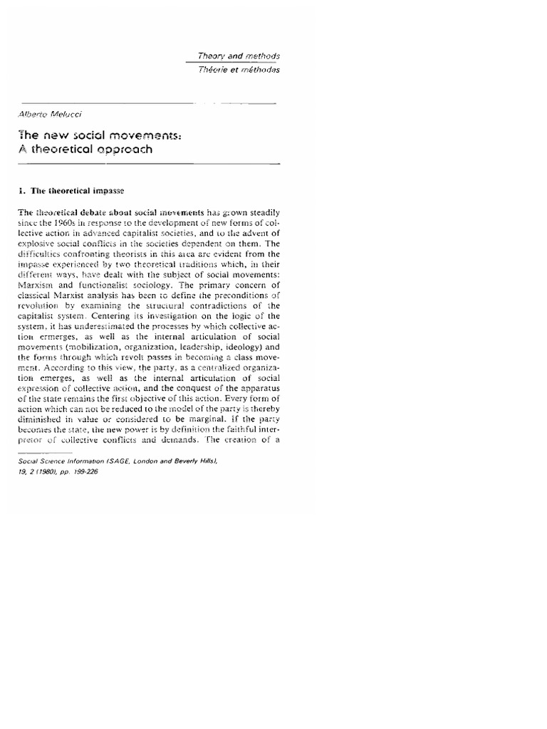 Alberto Melucci Los Nuevos Movimientos Sociales - Un Enfoque Teórico ...