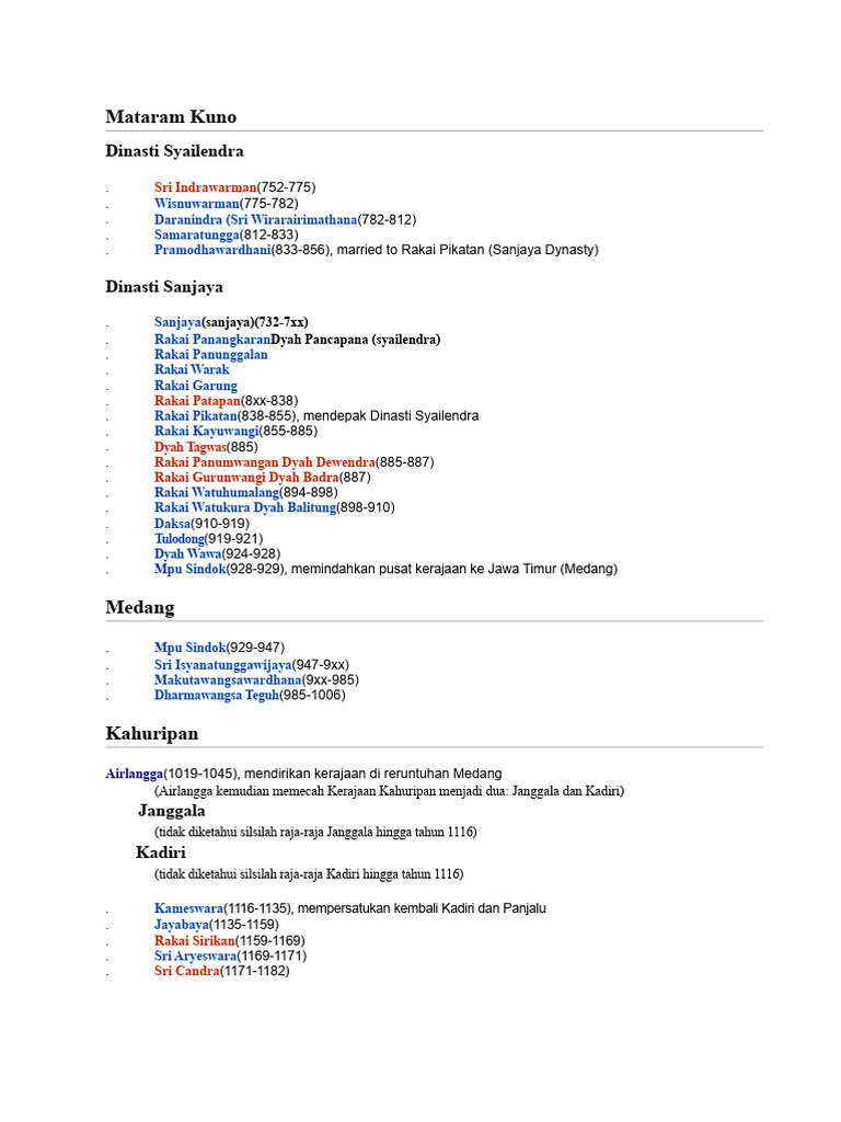 14 Silsilah Raja Raja Jawa | PDF