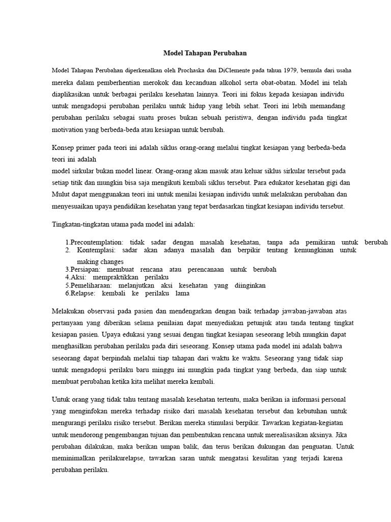 Model Tahapan Perubahan | PDF