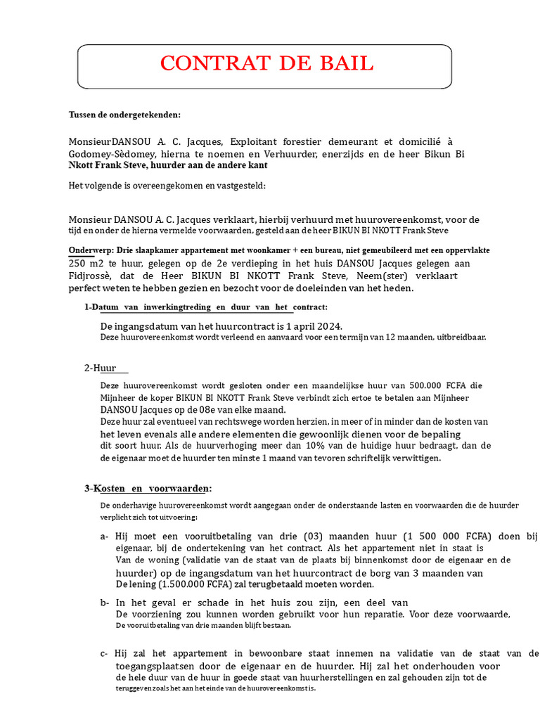 Huurcontract - 022024-1 | PDF