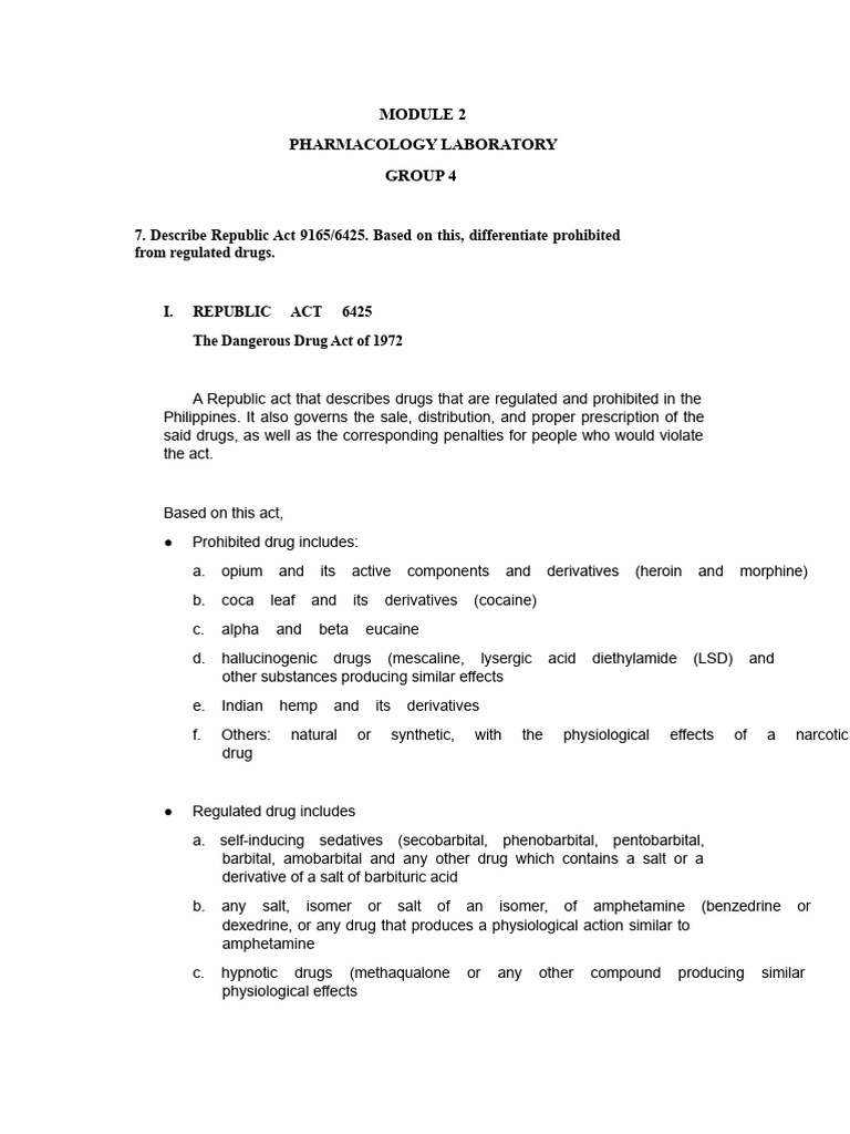 Republic Act 9165 and 6425 | PDF | Narcotic | Drugs