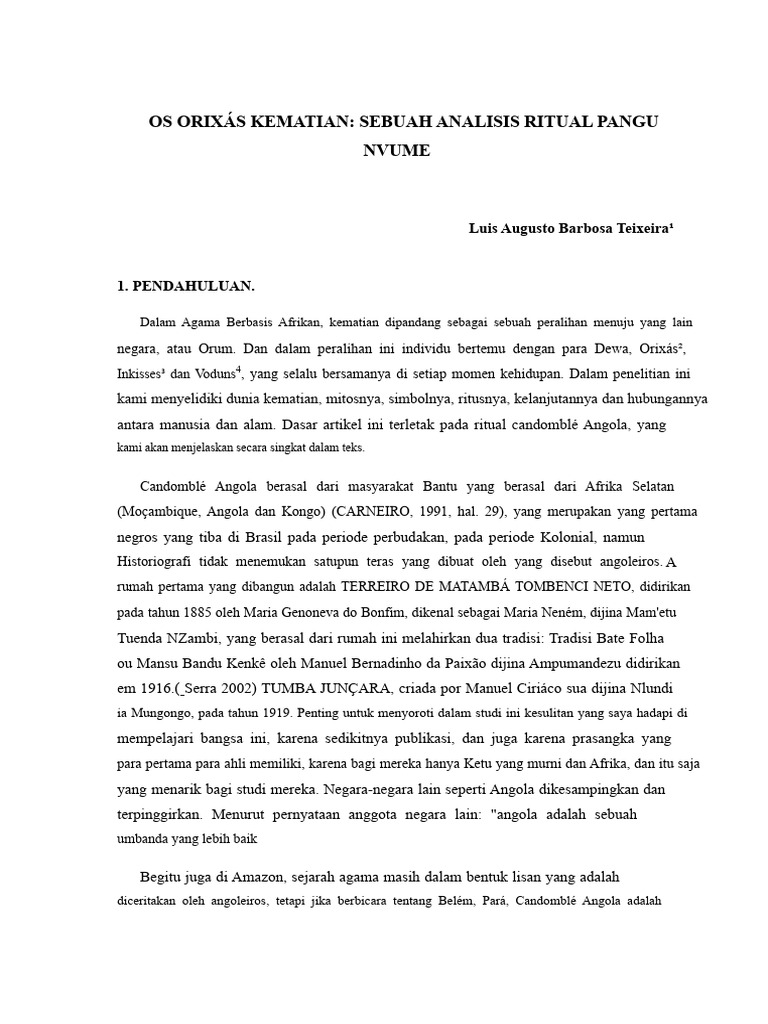 Orixás Kematian Pangu Nvumbe | PDF