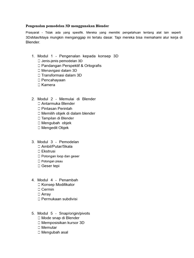 Pengenalan Pemodelan 3D Menggunakan Blender | PDF