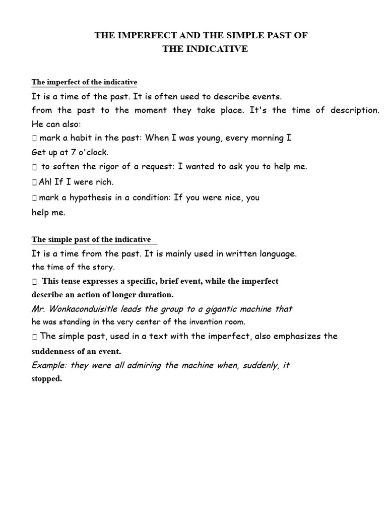 Imperfect and Simple Past 6th Grade | PDF | Grammar | Syntax