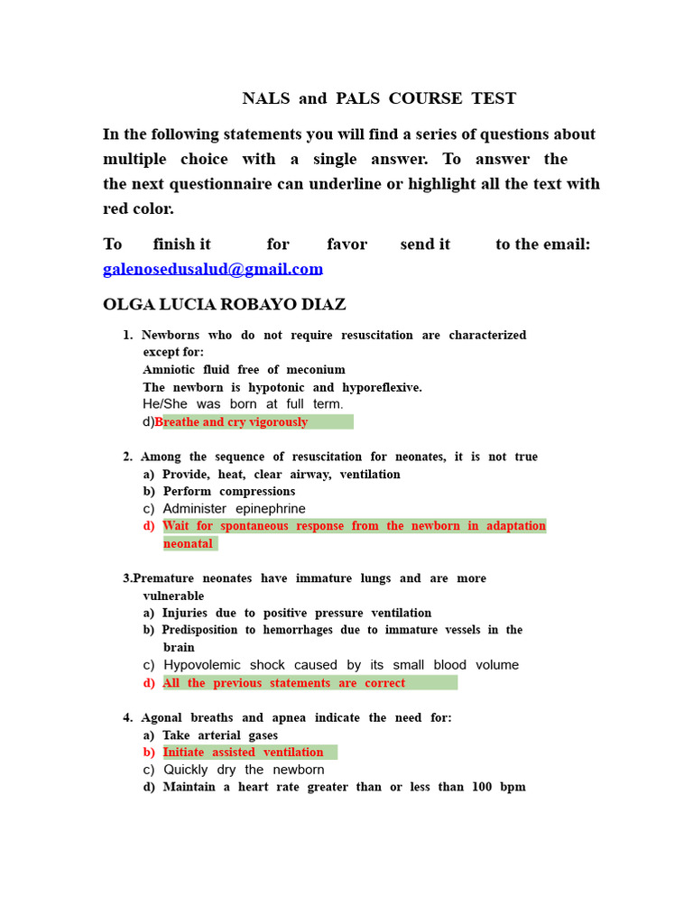 Test Course of Nals and Pals | PDF | Cardiopulmonary Resuscitation ...