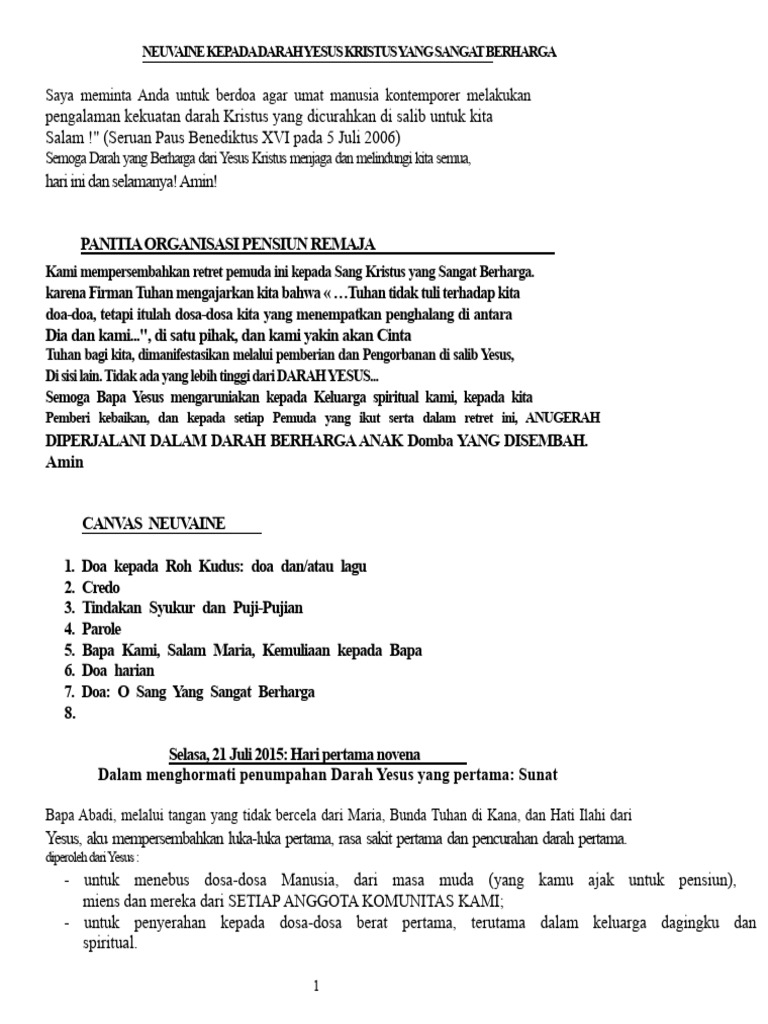 Novena Darah Yesus Kristus | PDF