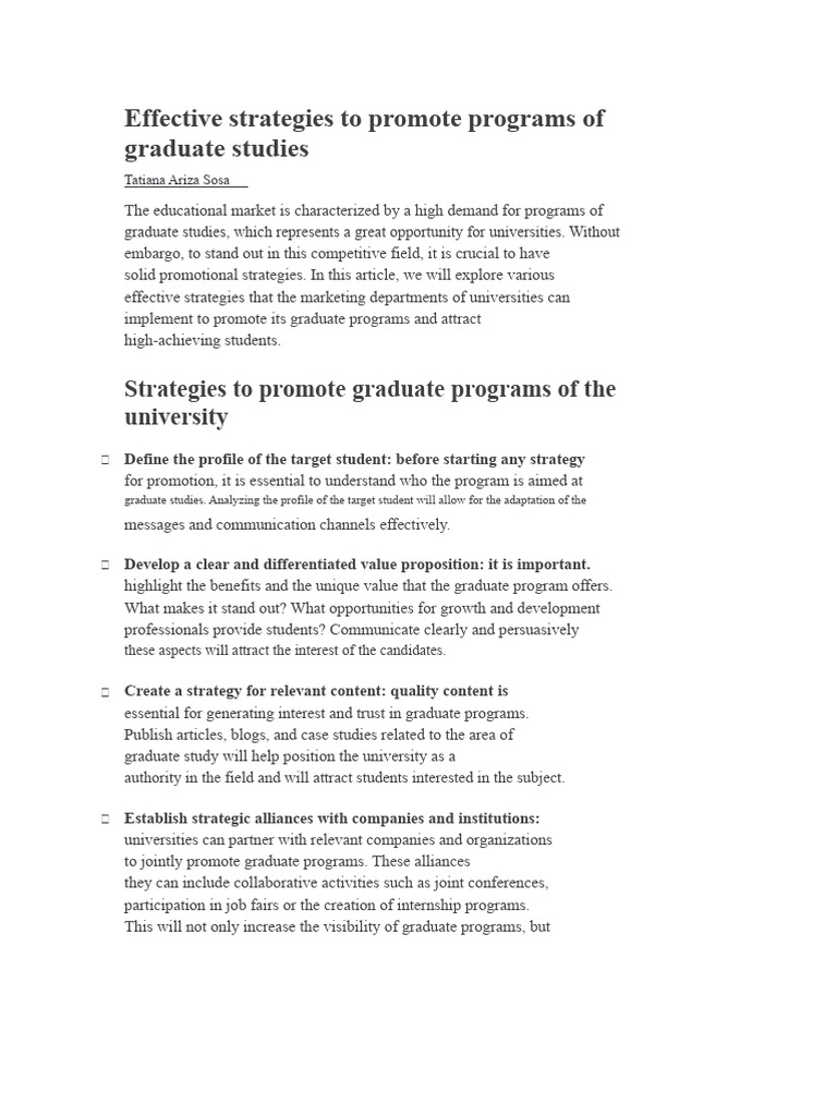 Effective Strategies To Promote Graduate Programs | PDF | Social Media ...