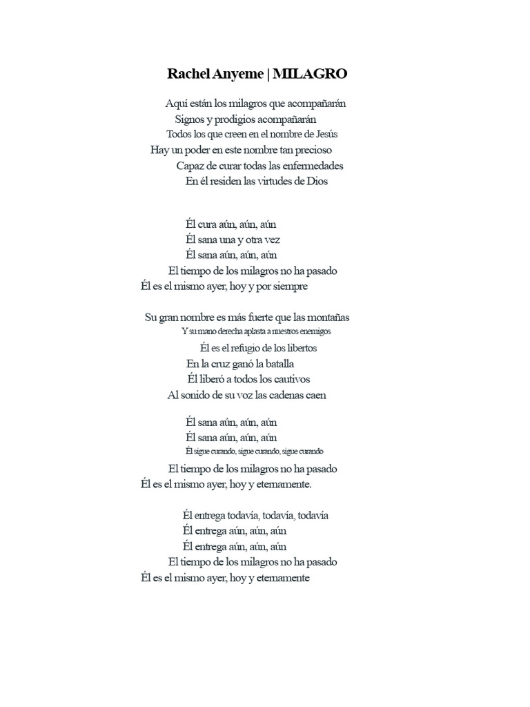 Rachel Anyeme - Milagro | PDF