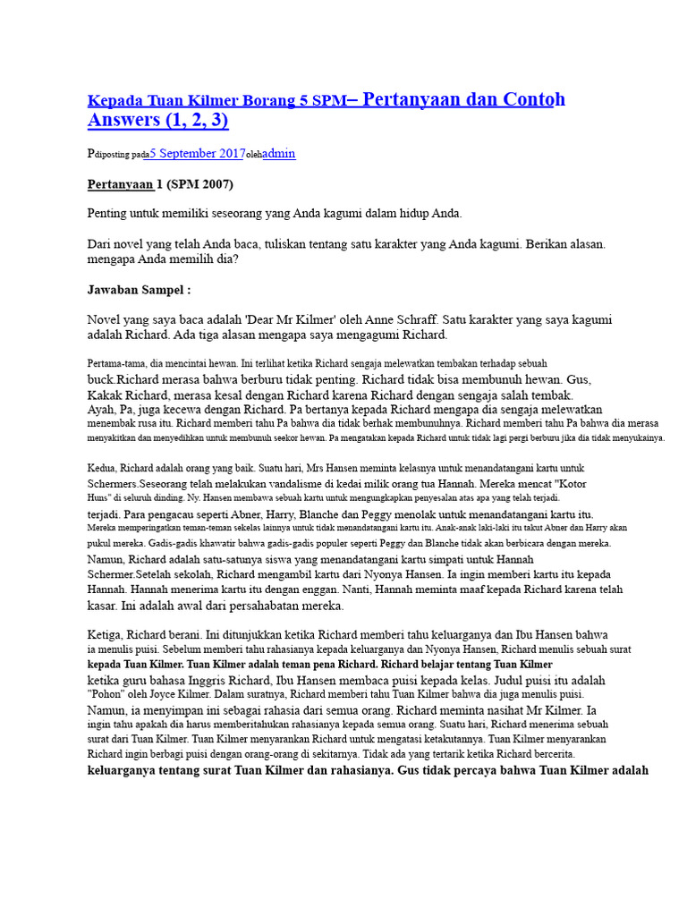 Karakter Richard dalam Dear Mr Kilmer | PDF
