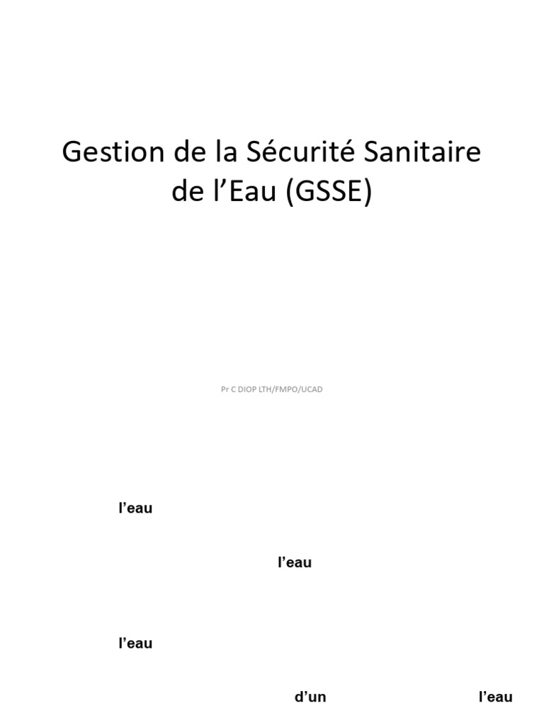 Gestion de la Sécurité Sanitaire de l'Eau | PDF | Sécurité | Risque