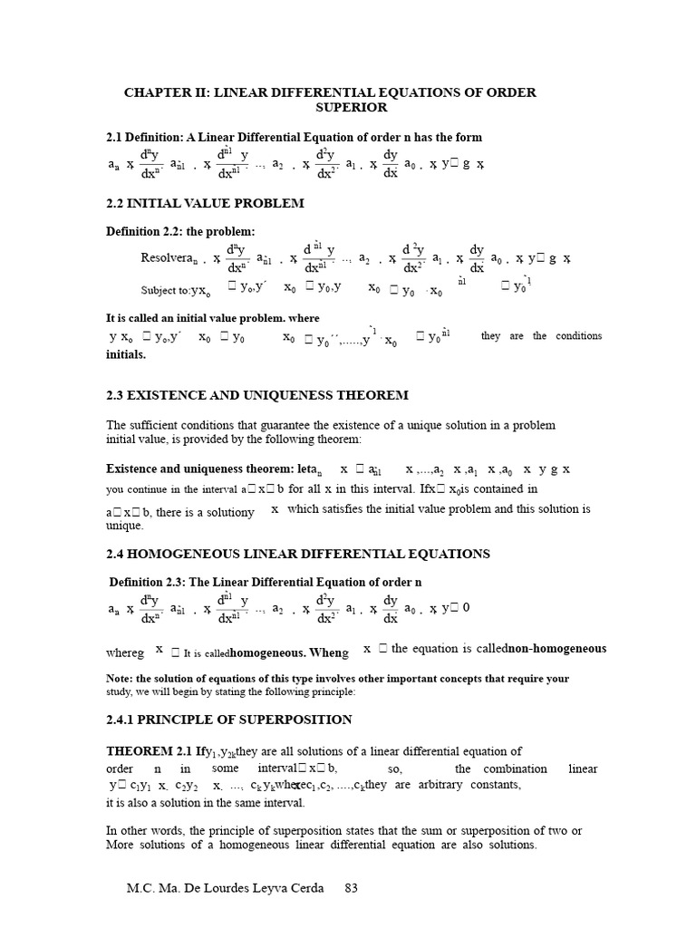 Differential Equations Chapter II | PDF | Ordinary Differential Equation | Elementary Mathematics