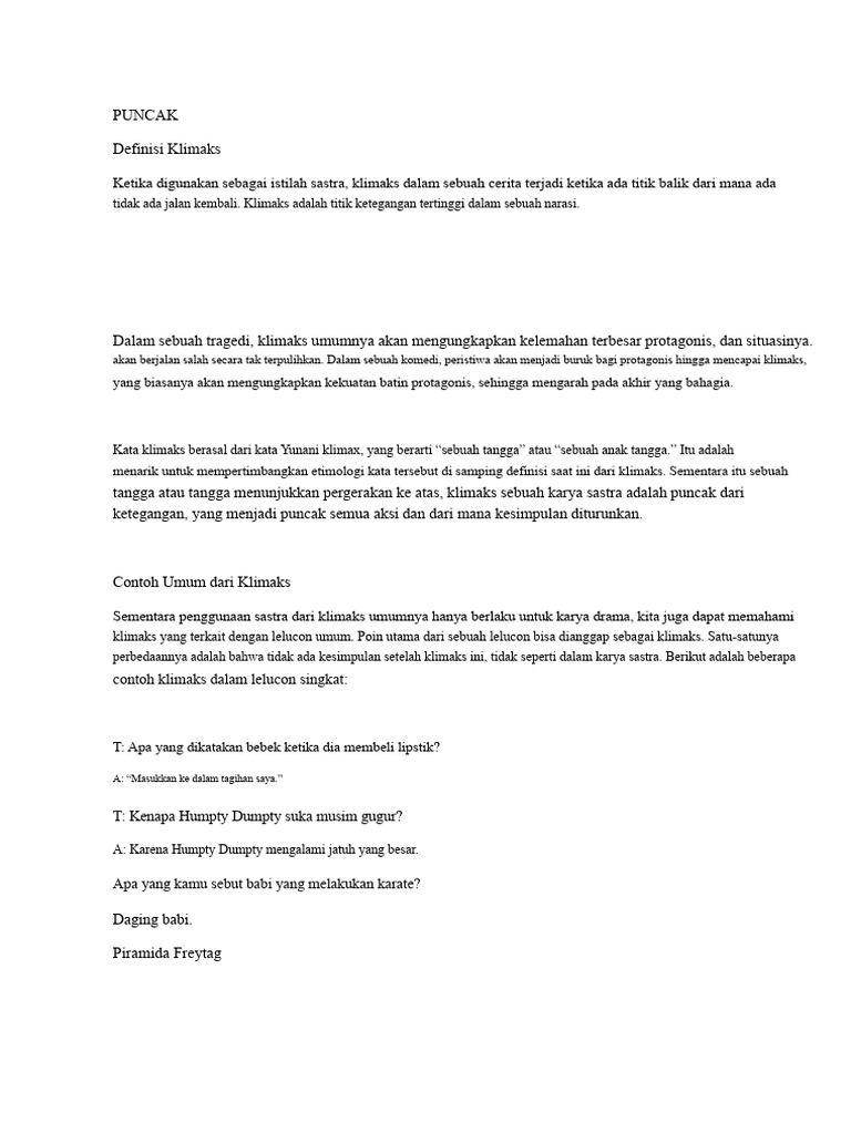 Definisi dan Contoh Klimaks dalam Sastra | PDF
