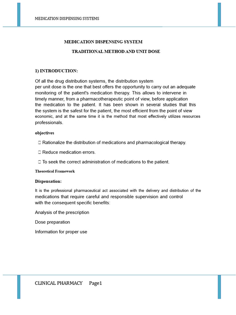 Medication Dispensing Systems Overview | PDF | Pharmacy | Medical ...