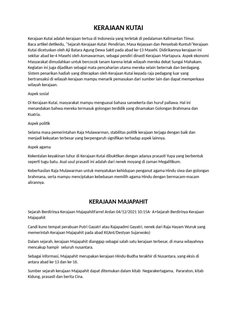 Kehidupan Sosial Kerajaan Kutai | PDF