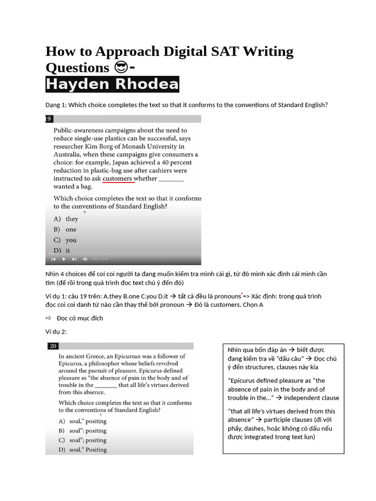 How To Approach Digital SAT Writing Questions ? | PDF
