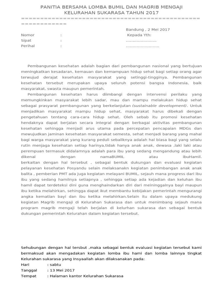 Contoh Proposal Lomba Balita Sehat | PDF