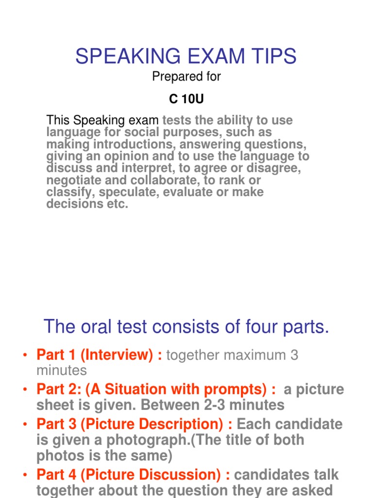 Speaking Exam Tips: Prepared For | PDF