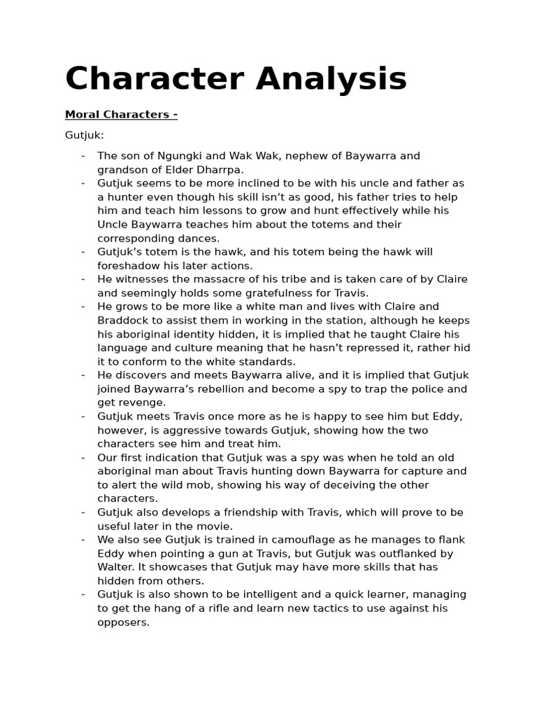 High Ground Character Analysis | PDF | Sniper