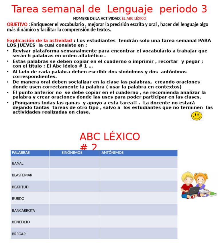 Tarea Semanal de Lenguaje Periodo 3 | PDF