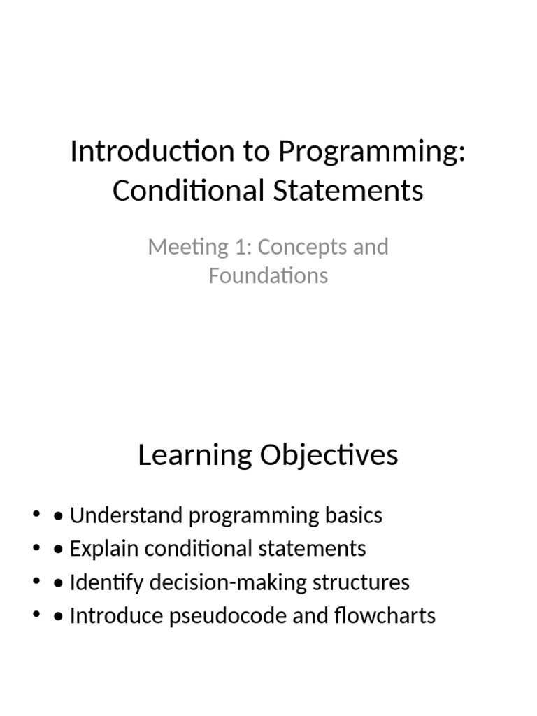 Intro To Programming Conditional Statements | PDF | Logic | Computer Programming