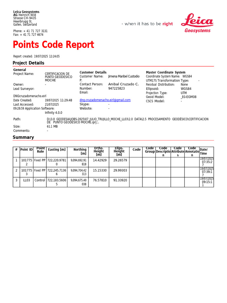 Certificacion de Punto Geodesico Moche Points Code Report (4) - 1 | PDF | Geographical ...
