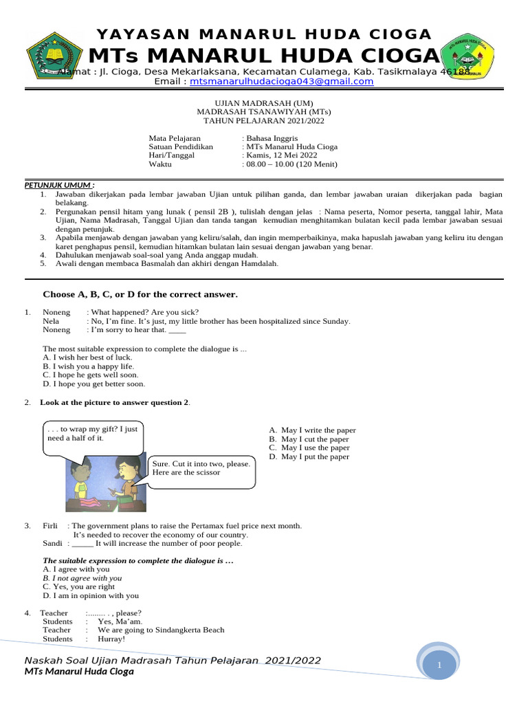 Soal PAT Bahasa Inggris Kelas 9 | PDF | Ant