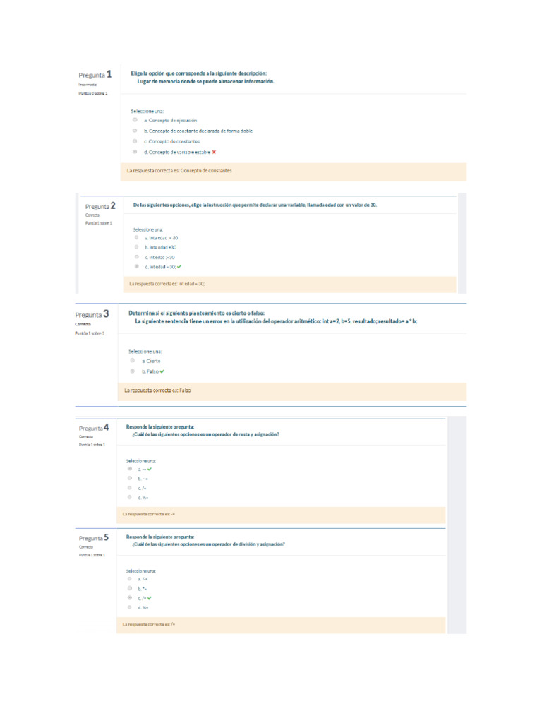 Cuestionario Reto 5 Fundamentos de Programacion | PDF