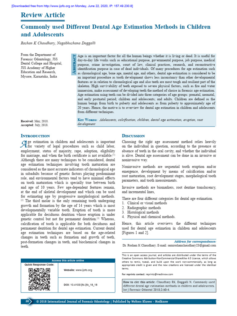 Nolla's Classification in Dental Age Estimation | PDF | Human Tooth | Tooth
