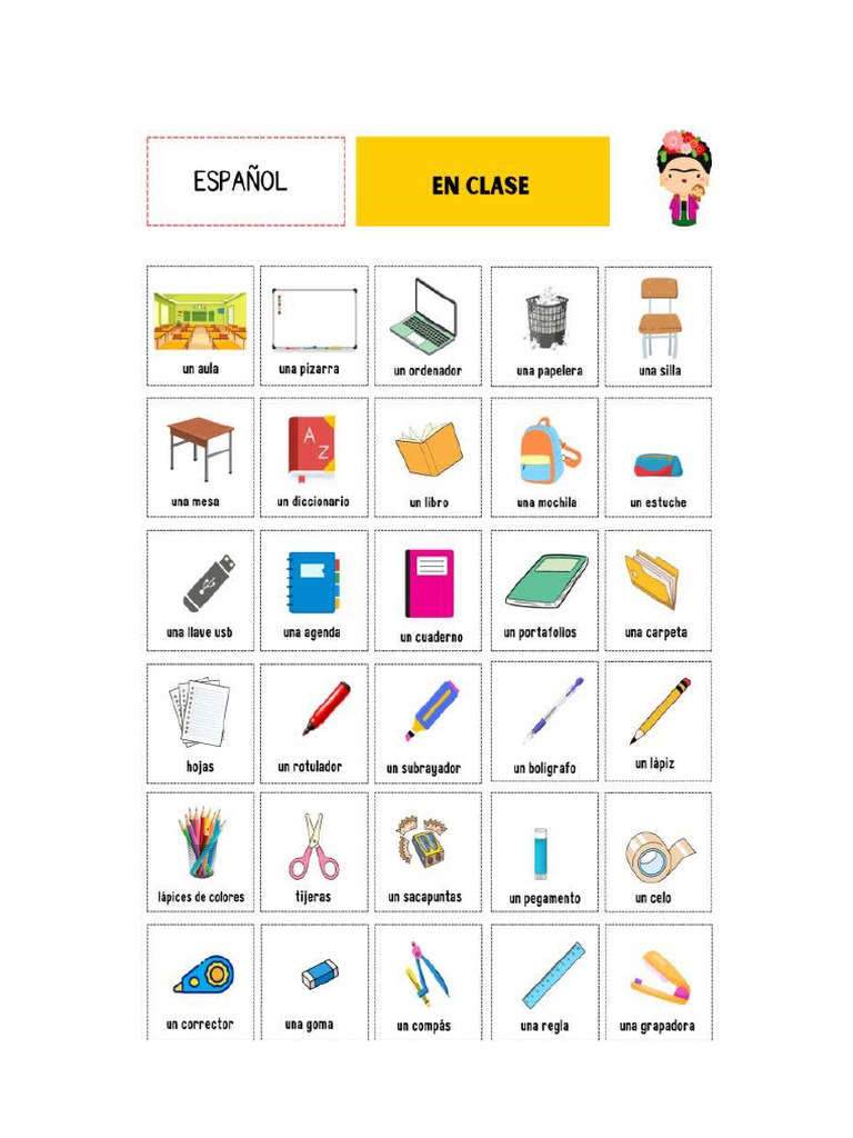 Espanhol Objetos de Sala de Aula | PDF