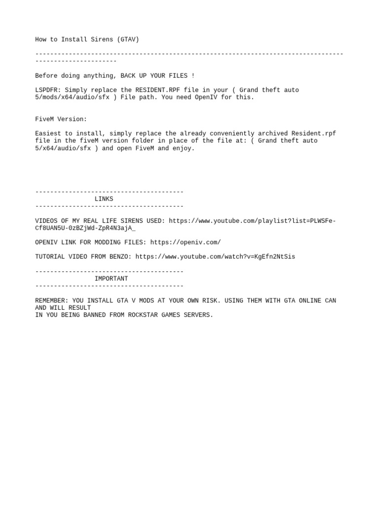 How To Install Sirens | PDF