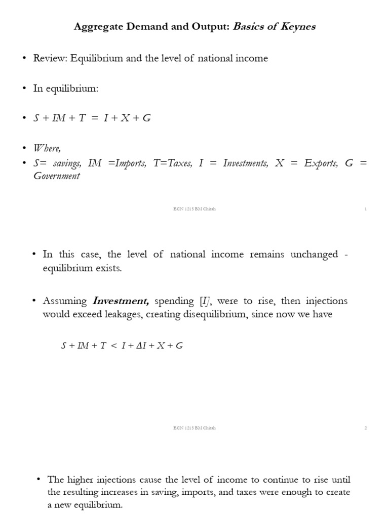 Aggregate Demand and Output Lecture 4 | PDF | Consumption (Economics) | Economic Equilibrium
