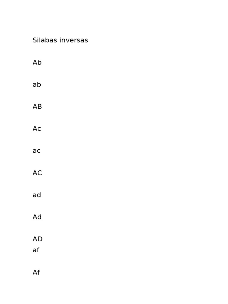 Sílabas Inversas | PDF