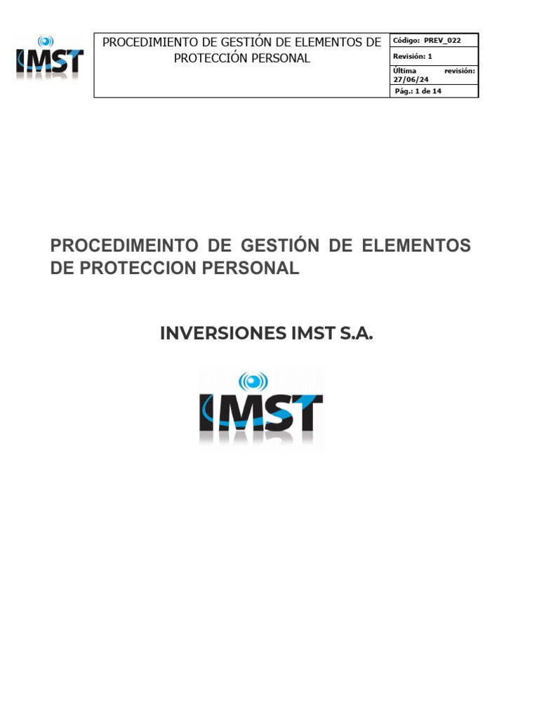 Procedimiento de Gestion de EPP Final | PDF | Guante | Minería
