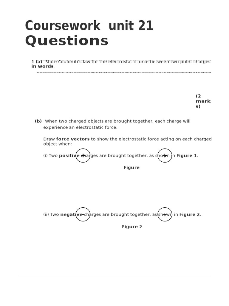 Electrostatics Coursework: Forces & Fields | PDF | Electric Field | Force