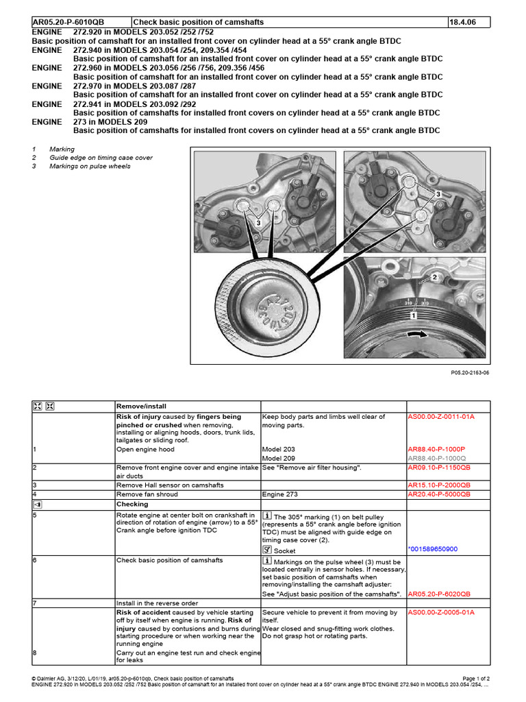 Check Basic Position of Camshafts | PDF | Engines | Internal Combustion ...