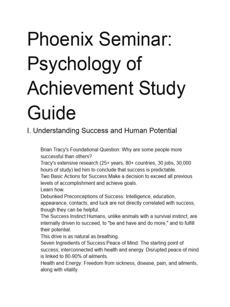 Brian Tracy's Phoenix Seminar Guide | PDF | Mind | Self Esteem